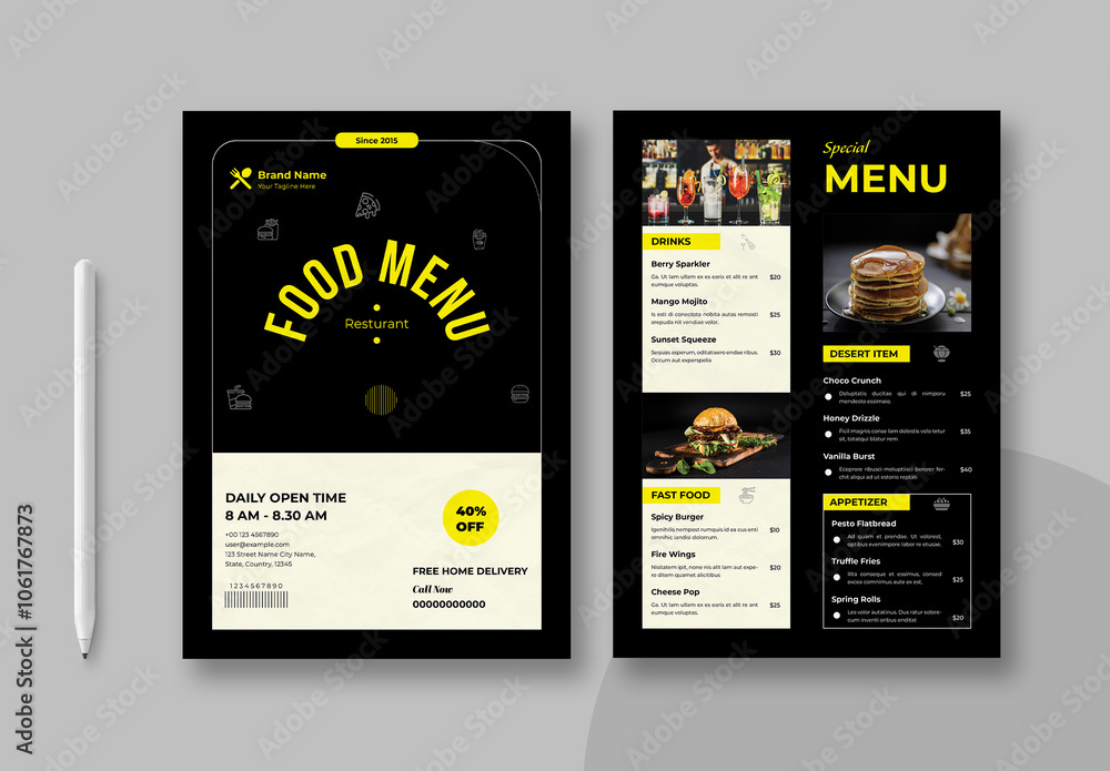 Food Menu Template Layout Stock Template | Adobe Stock
