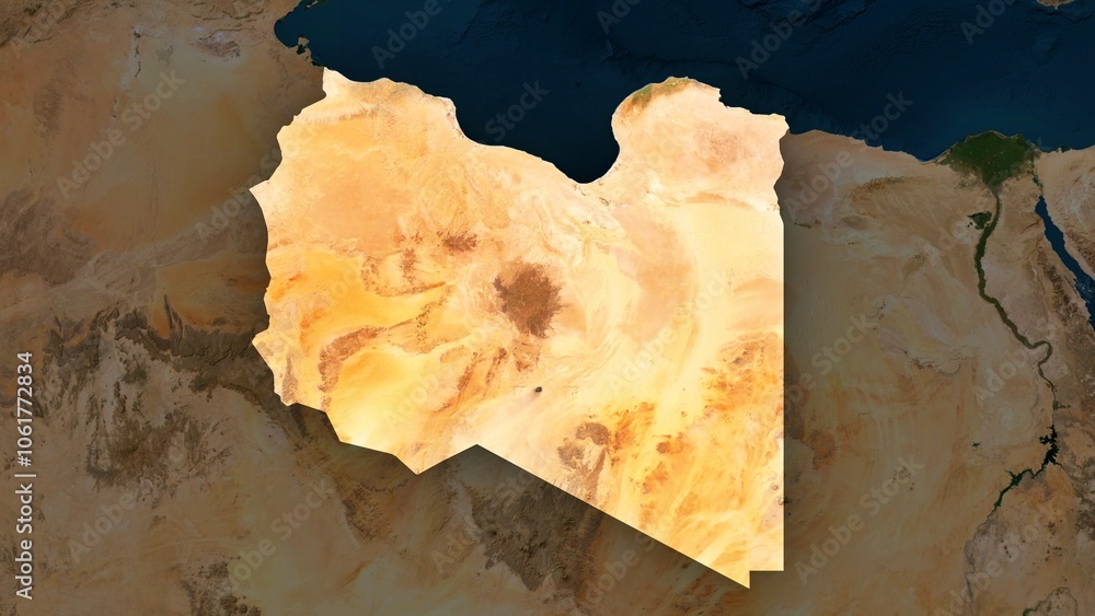 4K Libya Territory Map in Africa, High Resolution Satellite View ...