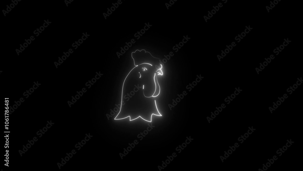 Hologram of the rooster. Holographic projection of a rooster ...