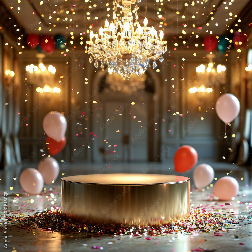 product display podium metallic gold, luxurious ballroom decorated for ...