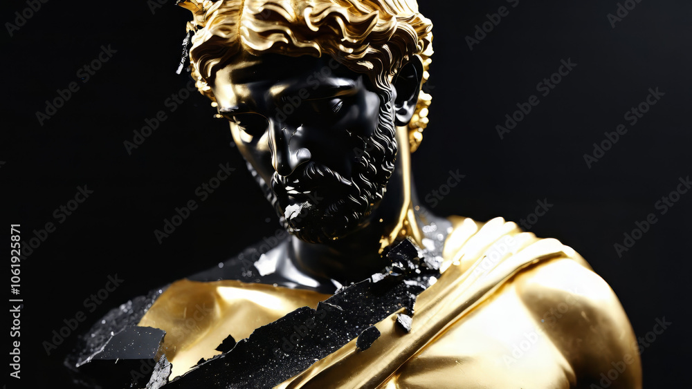 shattered divine luxury golden porcelain Michel Angelo statue of a ...