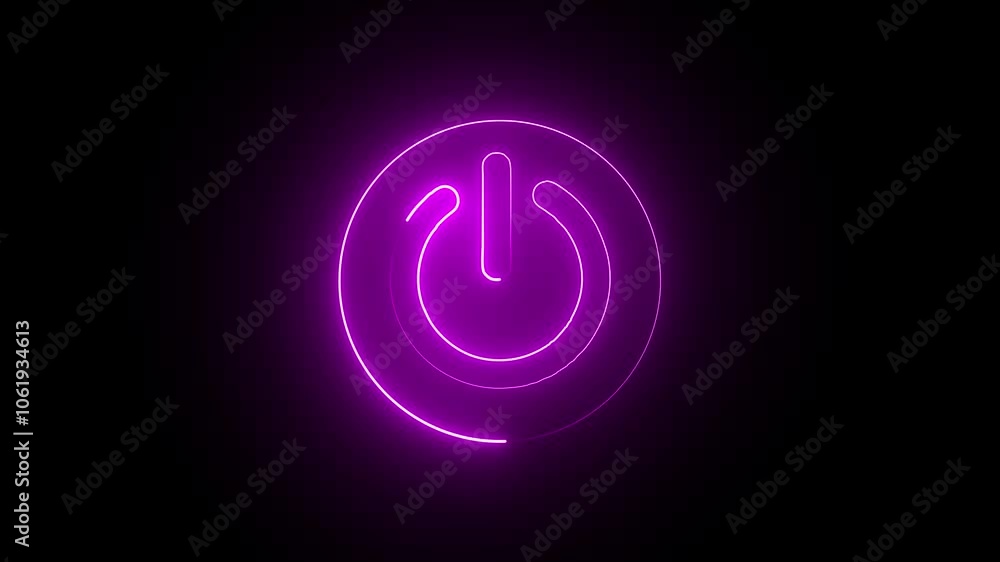 Neon Power Button animated icon on dark background. Glowing animated ...