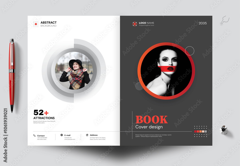 Red & Black Book Cover Layout Stock Template | Adobe Stock
