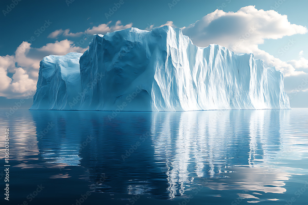 View of an iceberg showing both the top above water and the submerged ...