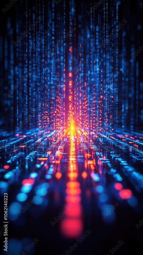 A mesmerizing visual of digital data flowing, depicting a vibrant mix ...