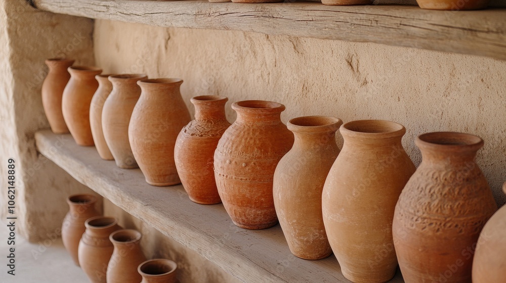 Ancient ceramic pots in shades of dark brown display craftsmanship at ...