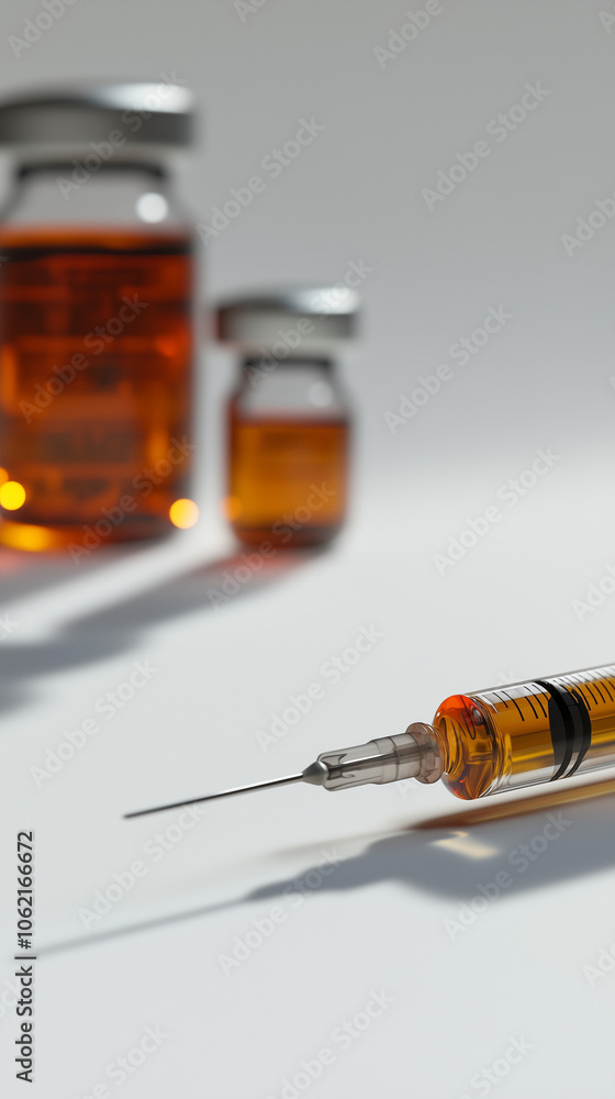 Injection syringe with amber vial for beauty and medical application ...