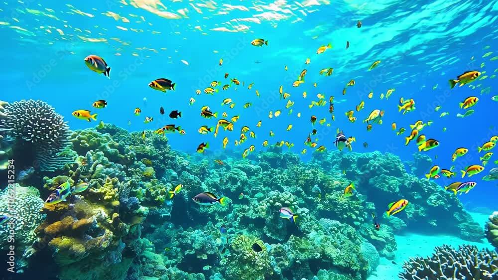 Vibrant Colorful Coral Reef with Bright Fish Swimming in Clear Blue ...