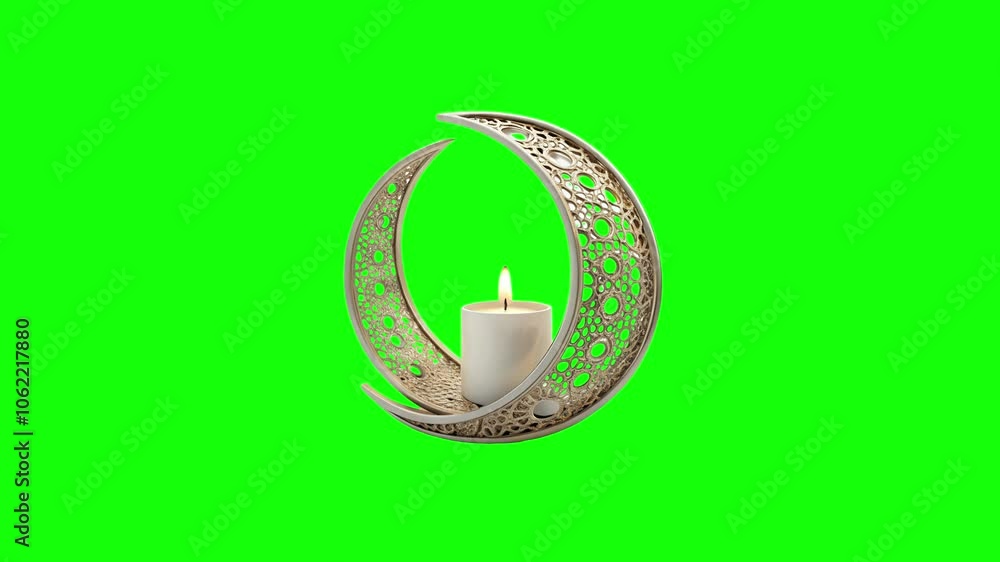Candle with moon green screen animation motion graphic with chroma key ...
