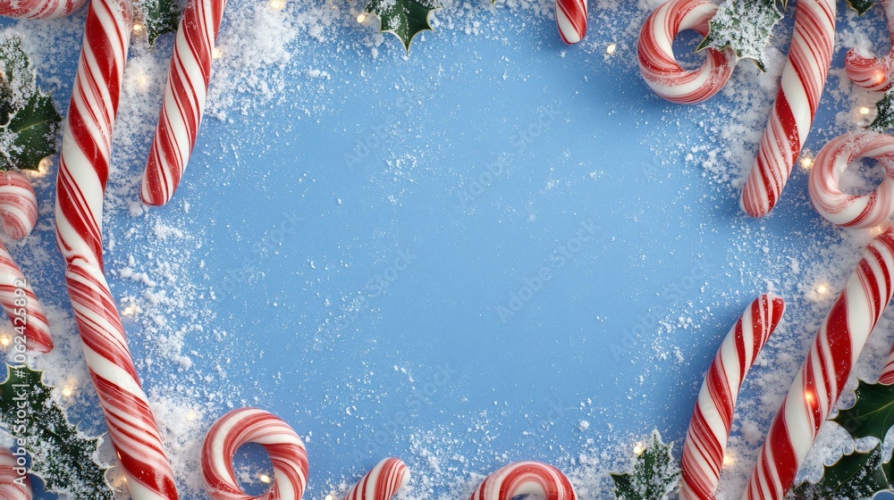 Christmas candy cane frame with red and white swirls, isolated on a ...