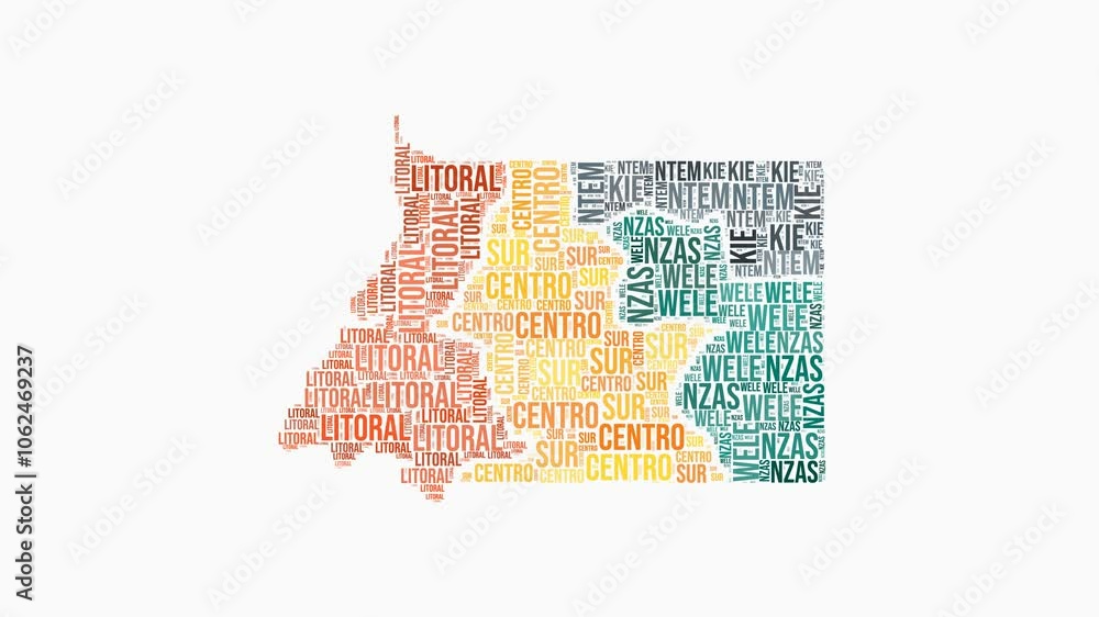 Equatorial Guinea regions word cloud animation. Country logo animated ...