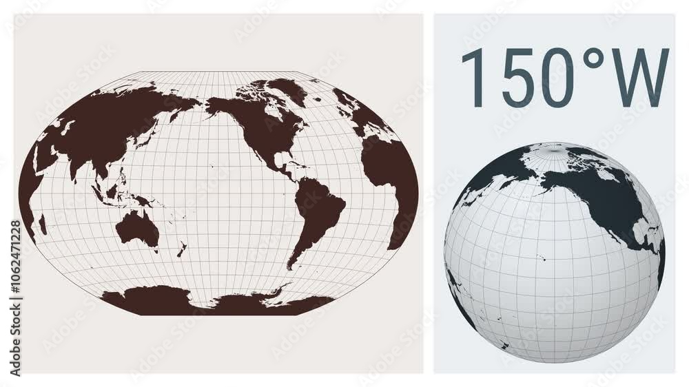 World Map Animation Winkel Tripel Projection Solid Color Style Animated World Map In Winkel 3