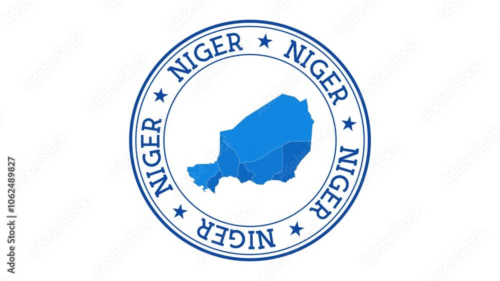 Niger intro. Badge with the circular name and map of country. Niger ...