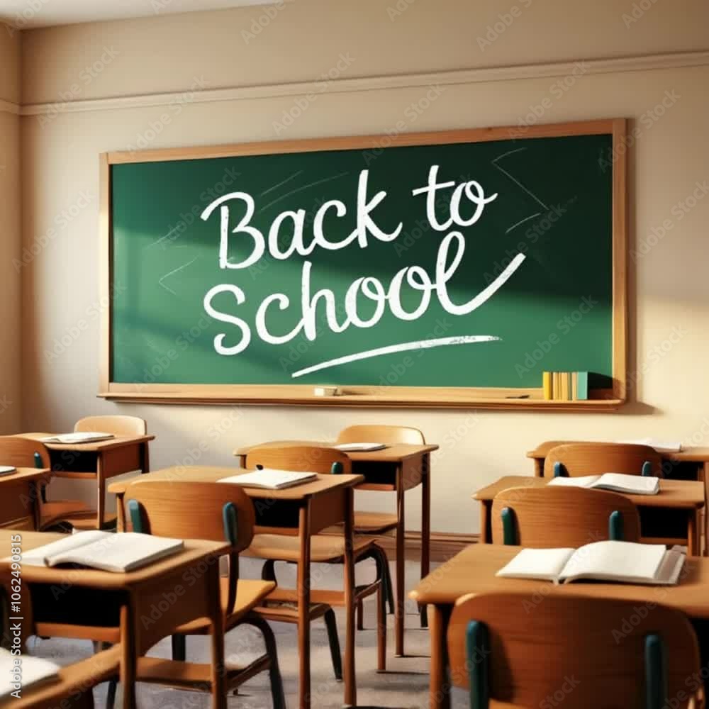 back to school written on chalkboard. school background, 4k animation ...