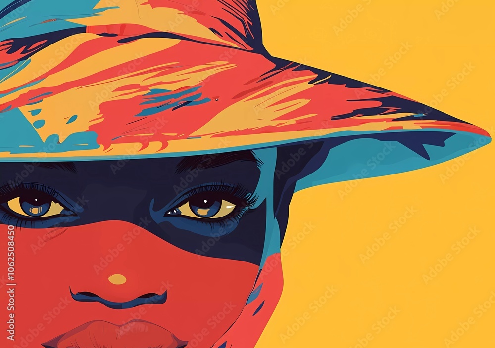 Flat vector minimalist illustration, close-up of a faceless character ...