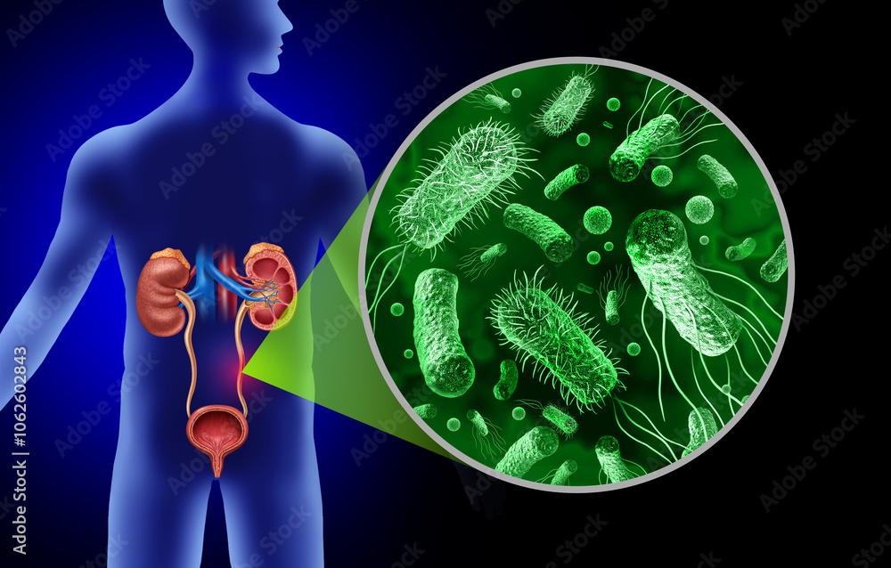 Urinary Tract Infection or UTI anatomy caused by bacteria as E coli ...