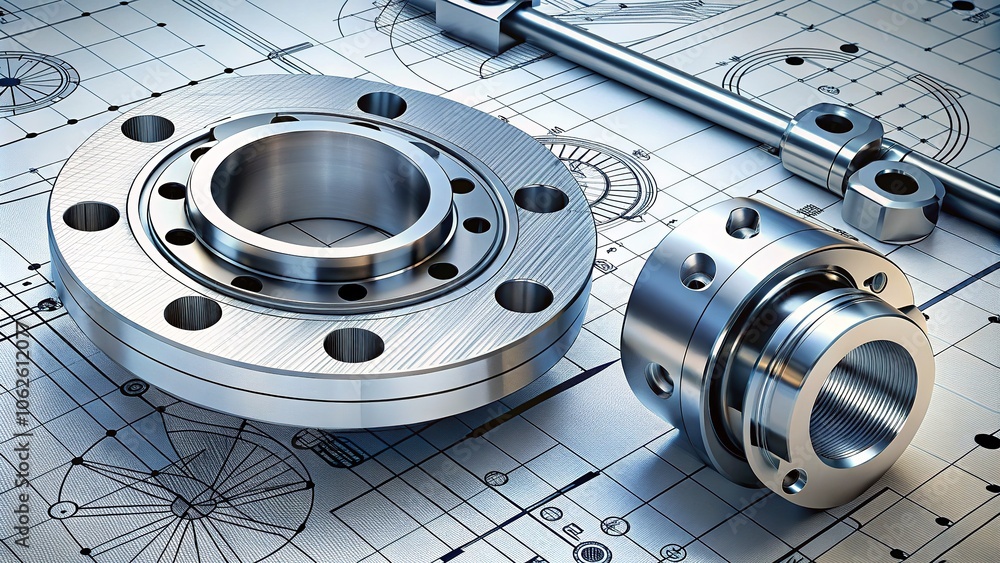 Steel Mechanical Parts Engineering Drawing with Through Holes and ...