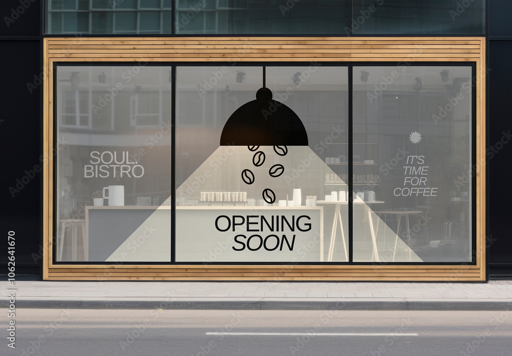 Storefront Cafe Glass Window Mockup With Generative AI Stock Template ...