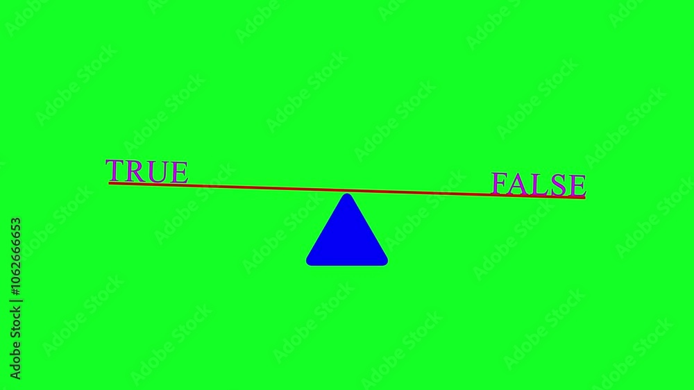 Balanced Scales or Seesaw of True and False Animation on green screen ...