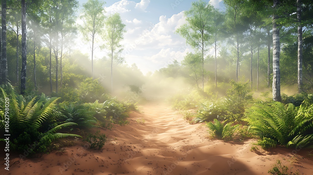 Forest desertification in three frames; first with lush green forest ...