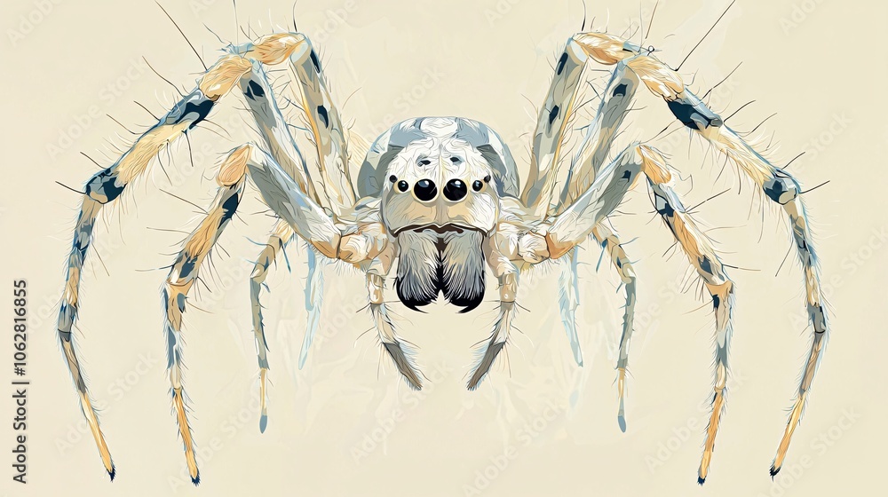 Intricate illustration of a spiderling, highlighting its delicate legs ...