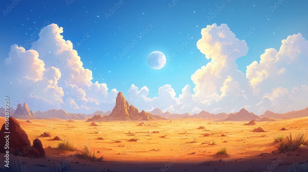 Whimsical illustration of a mirage in a desert, showcasing how ...