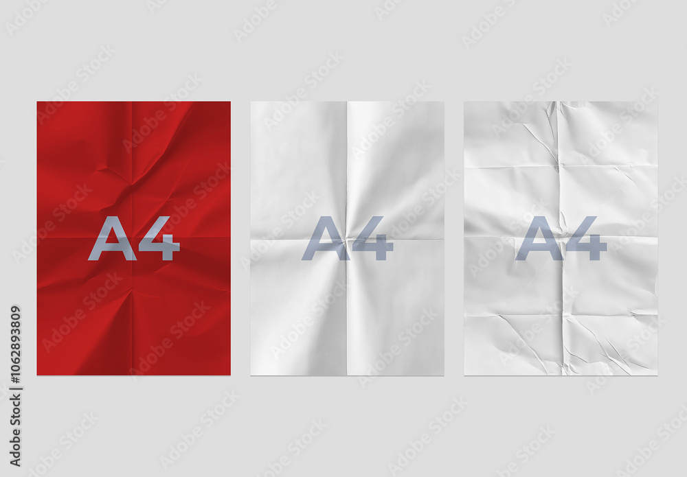 Folded Paper Textures With A4 Size Mockups, Generative ai Stock ...