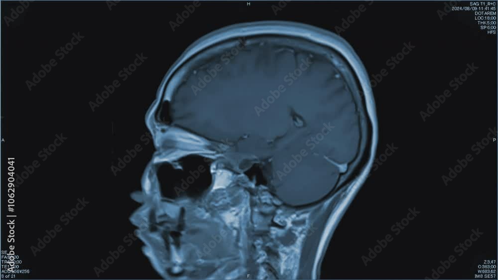 Magnetic resonance images of the brain, MRI of the brain, of a patient ...