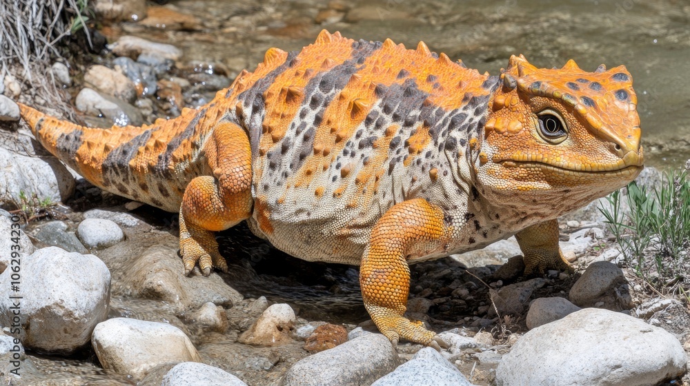 Tuatara Lizard in Stream Close up Reptile Wildlife Endangered Species ...