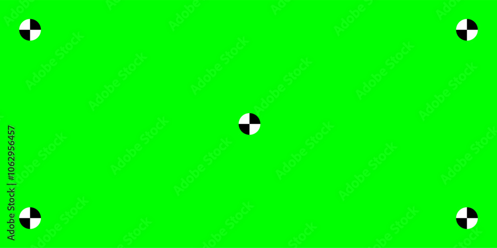 Greenscreen template. Green background with tracking black cross marks ...