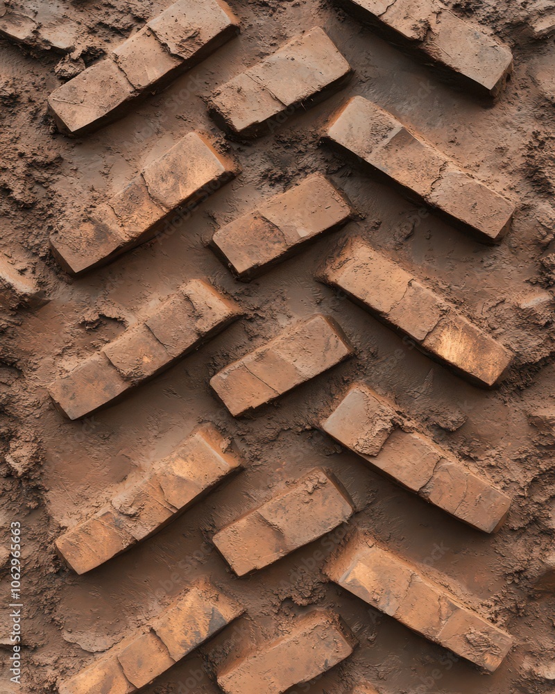 Close-Up of Tank Tracks Imprinted in Muddy Terrain, Showcasing Military ...