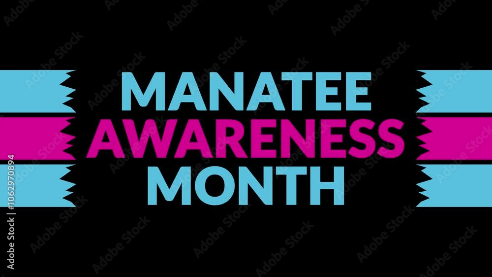 Manatee Awareness Month In and Out text from split line animation on a ...