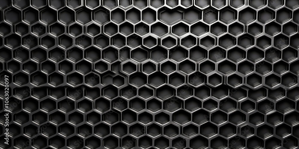 A smooth, black honeycomb pattern in 3D, perfect for modern designs and ...