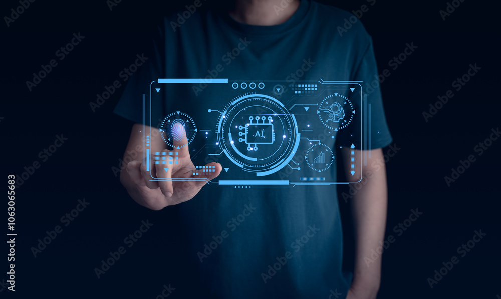 Ai, artificial intelligence technology, futuristic graphical user ...