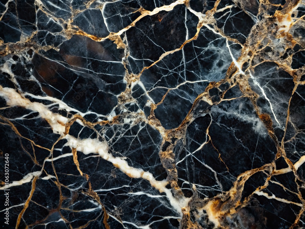 Deep Black Marble Pattern with White Veins Close-Up Background Texture ...