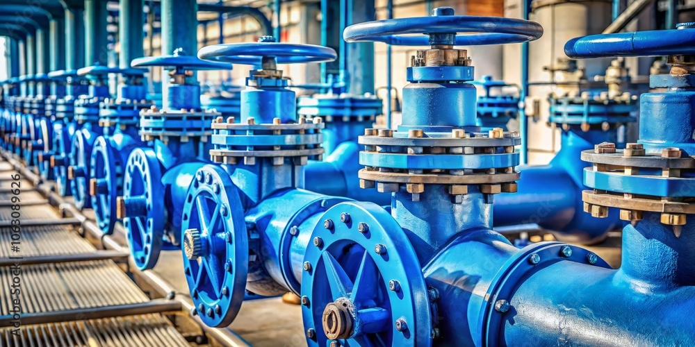 Industrial Gate Valves on Water System Pipes: A Detailed Architectural ...