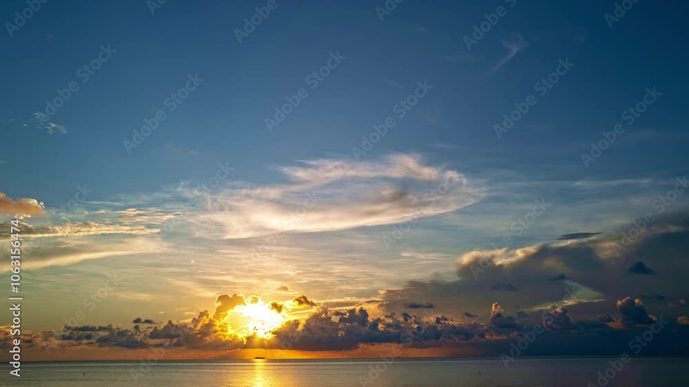 Sunset Sky timelapse. Moving clouds and sunset. Clouds float through ...