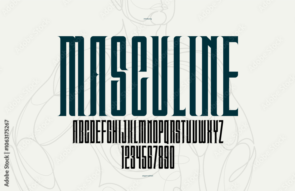 Luxury elegant tall vector font for logos and emblems, condensed modern ...