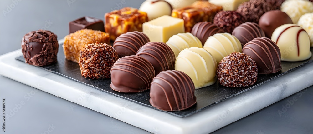 Beautifully crafted chocolate truffles in various flavors and textures ...