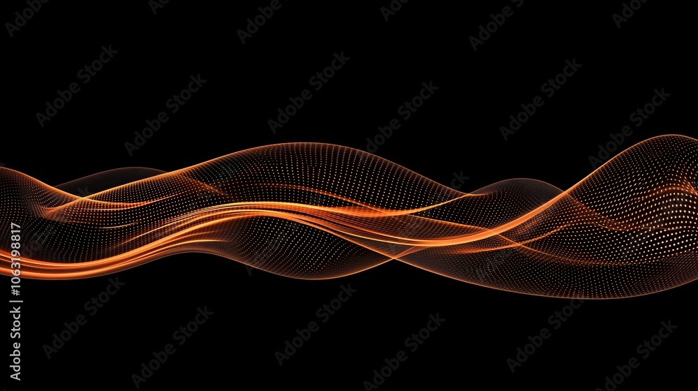Dynamic orange wave pattern on a black background, evoking energy and ...