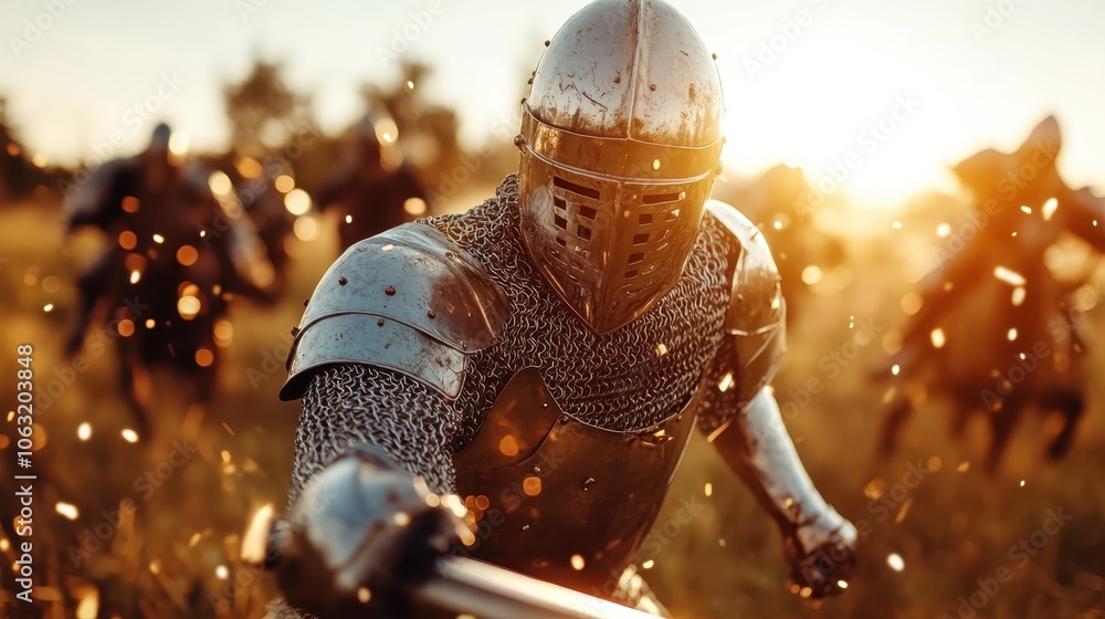 Photo & Art Print Medieval knights donning heavy metal armor engage in ...