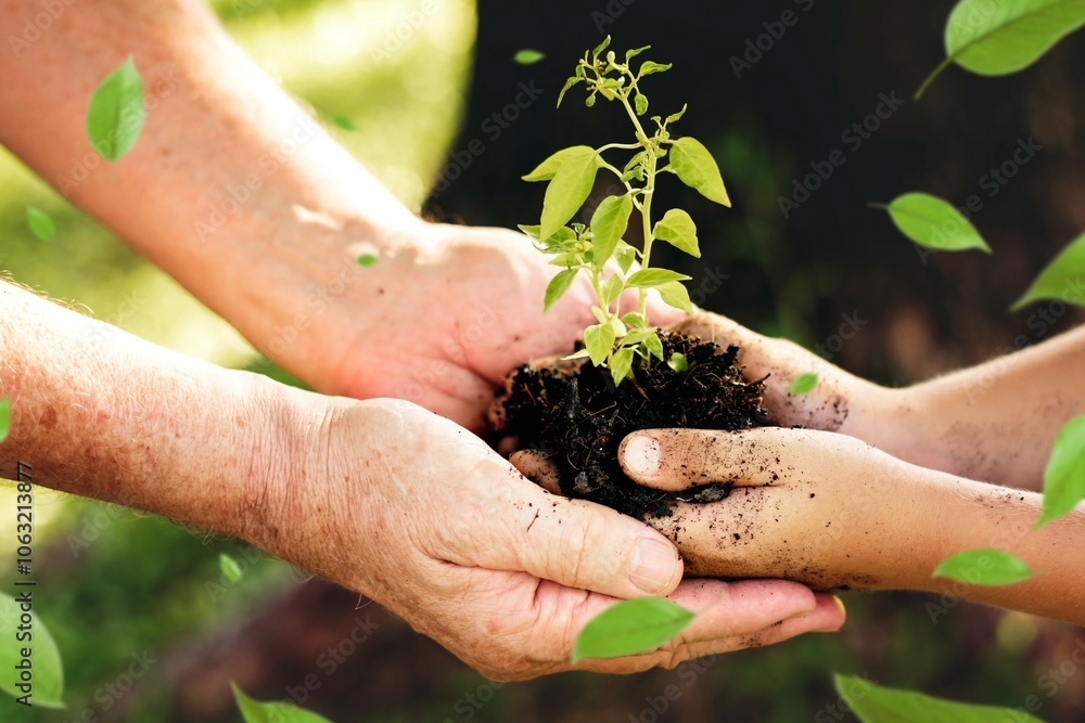 Family planting a new tree for the future Stock Photo | Adobe Stock