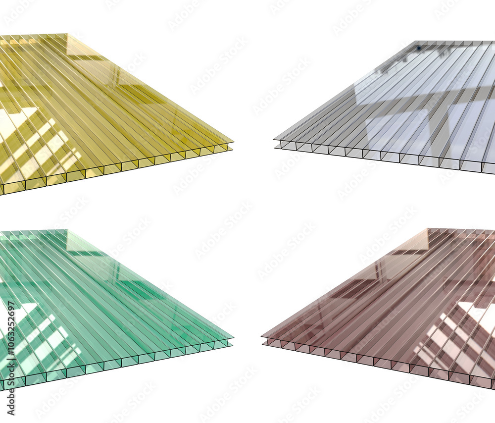 Multi-colored multiwall polycarbonate sheets in four shades (clear ...