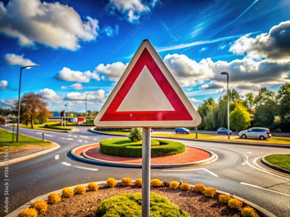 Road signs in roundabouts: A photographic record of urban flow. Stock ...