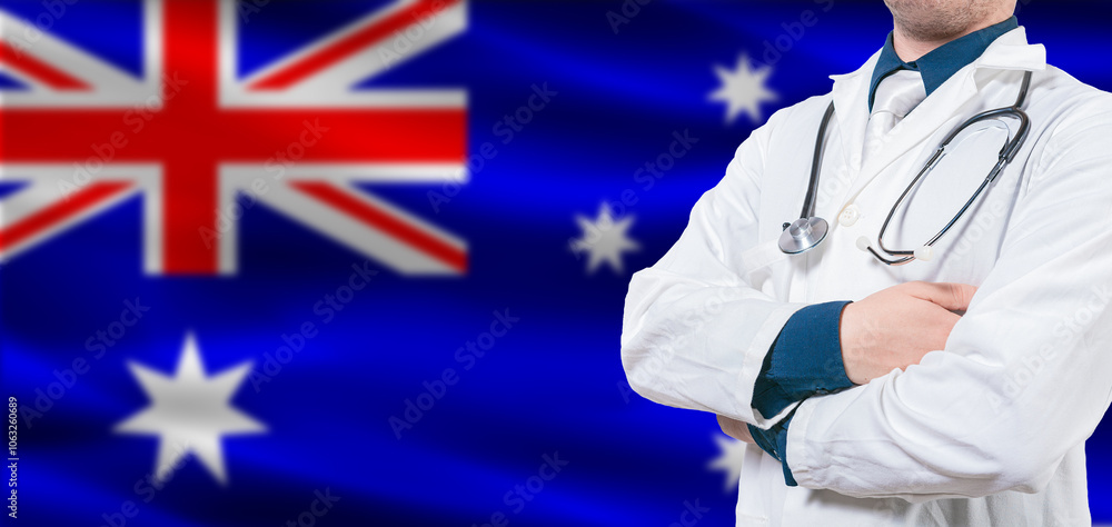 Australian Health and Care concept. Professional doctor on Australia ...