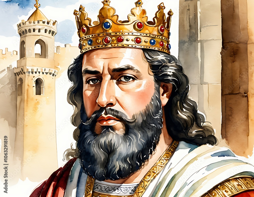 Watercolour illustration of Herod I or Herod the Great. ancient israel ...