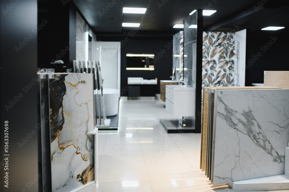 Modern Ceramic tiles Display in the Luxury Shopping Mall. Shopping Mall ...