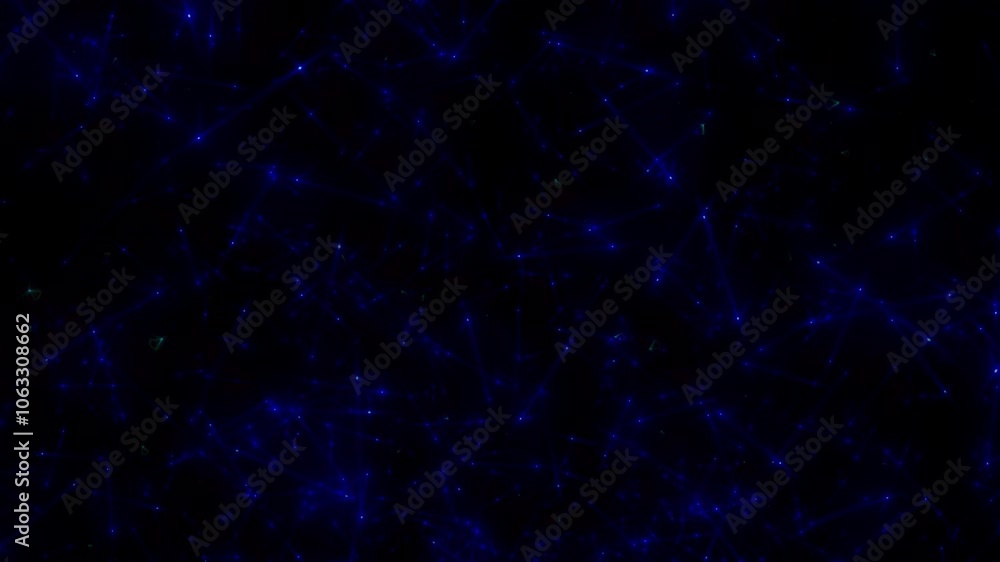 Loop animation glow blue light particles flow up on black abstract ...