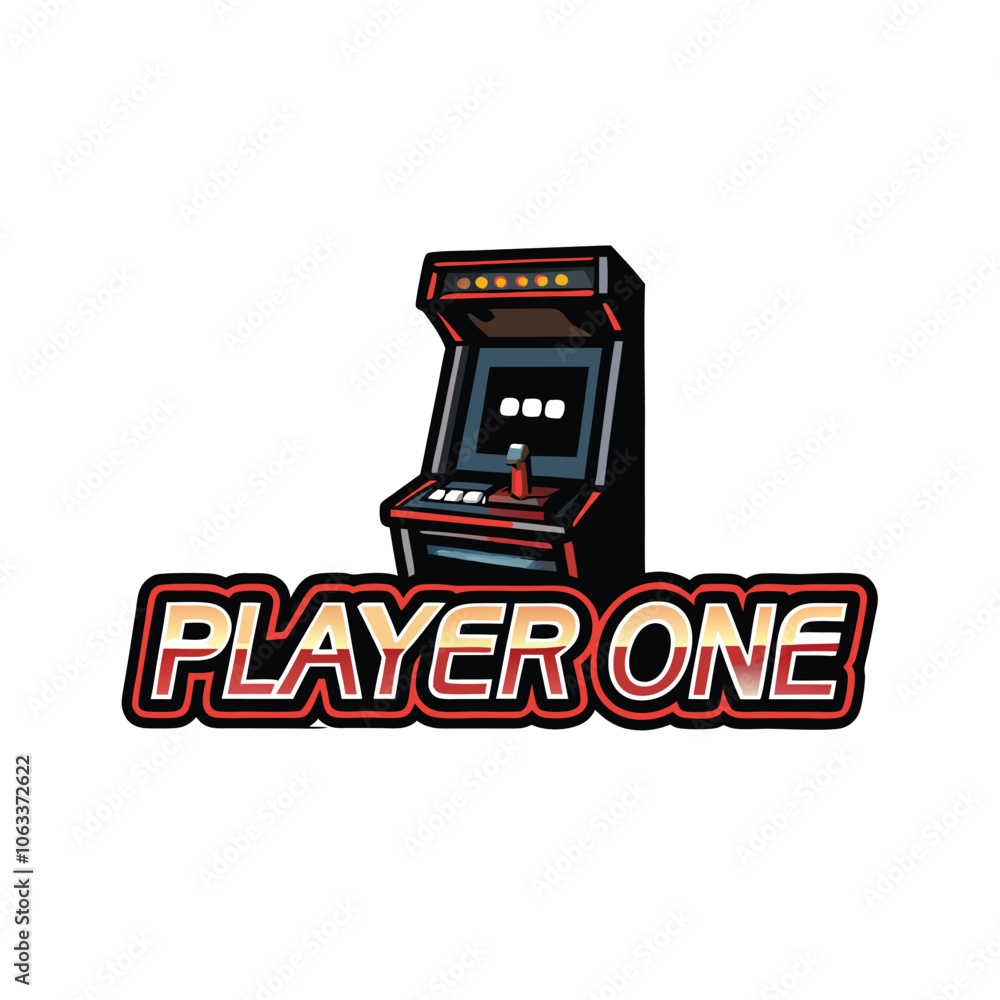 Design a retro-inspired vector logo for an arcade machine, featuring ...