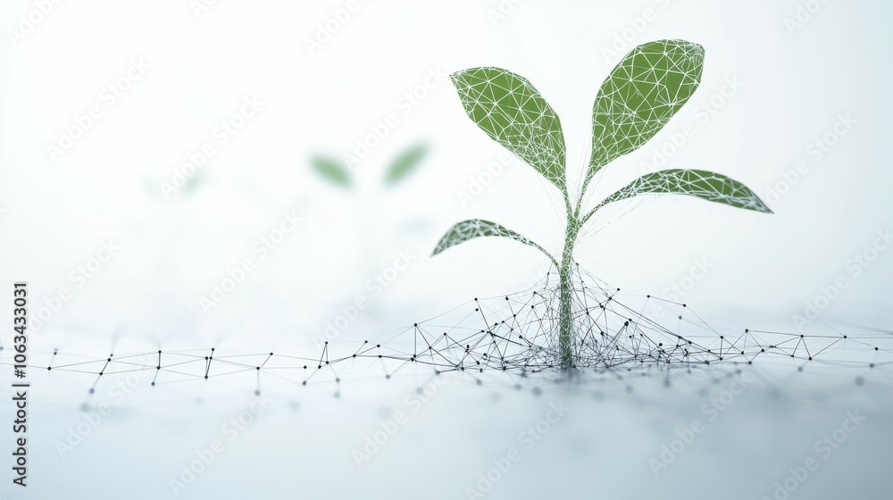 Low poly wireframe growing plant as a symbol of prosperity and growth ...